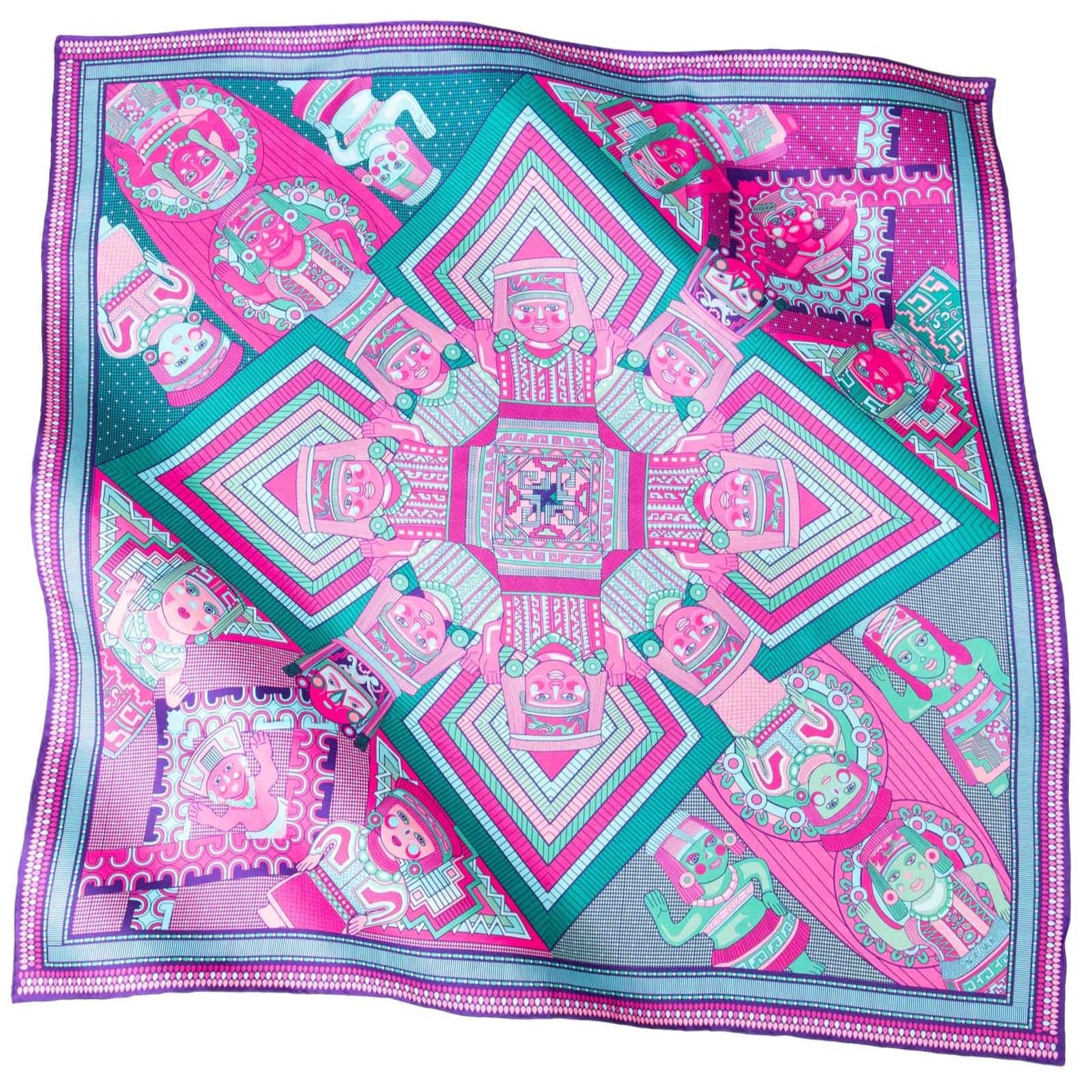 LARGE SILK SCARF - SMILING FACES - Pineda Covalin US