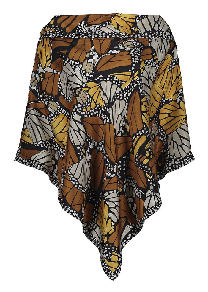 Macro Monarch Butterfly Silk Poncho – Luxurious Elegance – Pineda ...