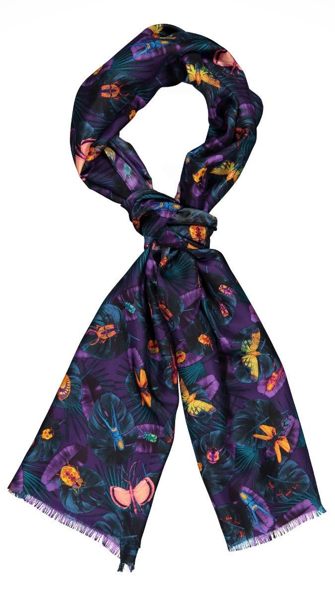 Insect Jungle Silk Twill Shawl – Vibrant Elegance Inspired by Nature ...
